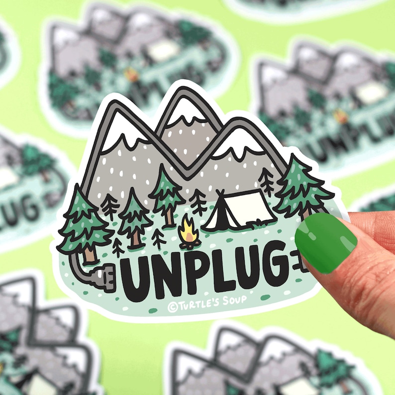 Unplug Sticker Disconnect Go Outside Enjoy Outdoors - Etsy