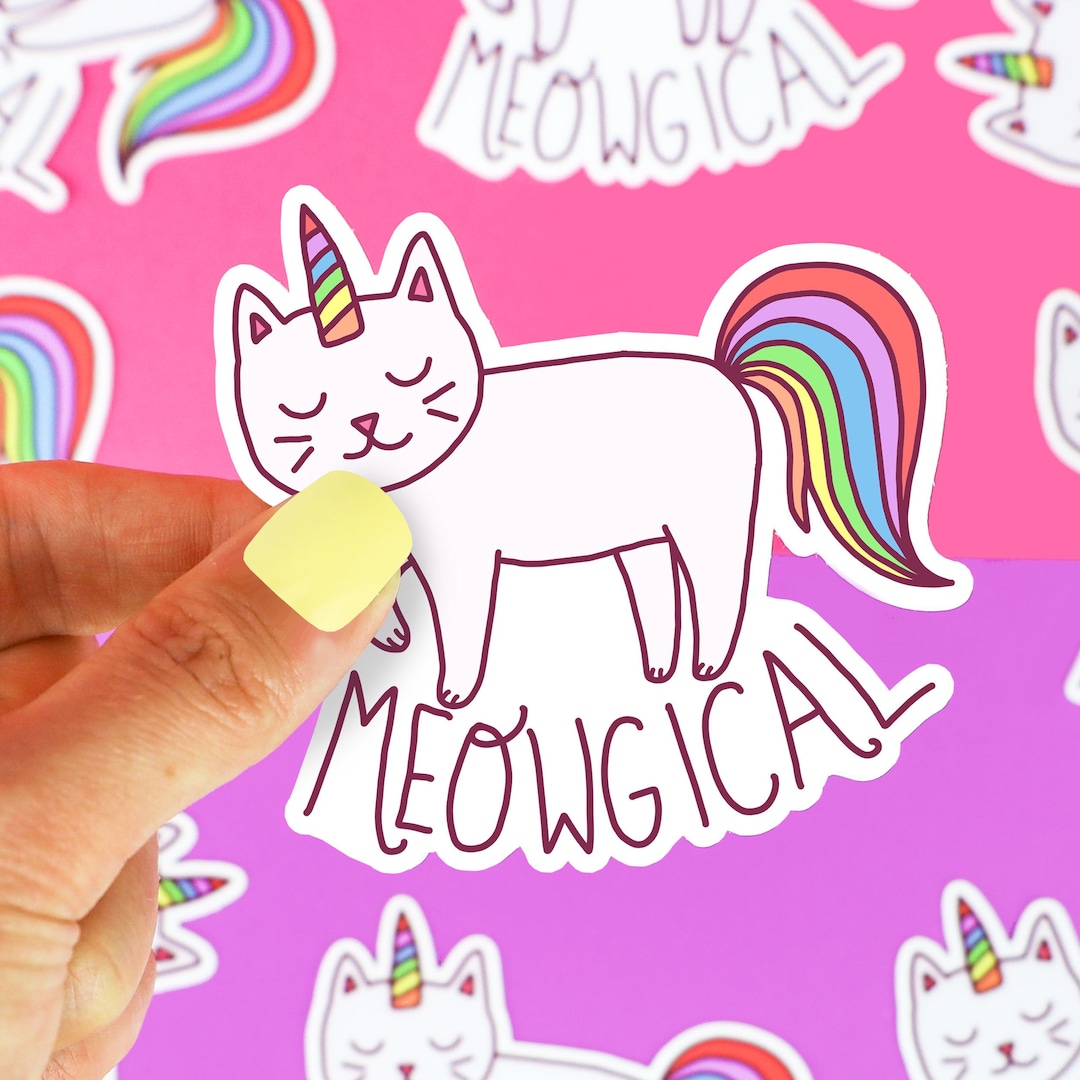 Cat Sticker, Unicorn Decal, Rainbow, Funny Stickers, Vinyl Decals ...