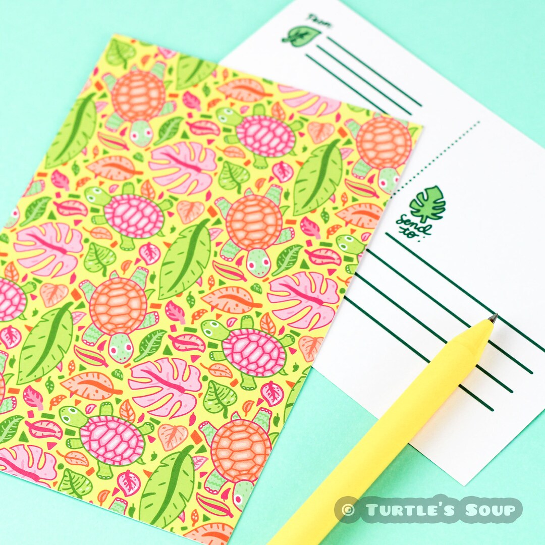 Tropical Turtles, Pattern, Postcard, Snail Mail, Pen Pal, Letter, Notes ...