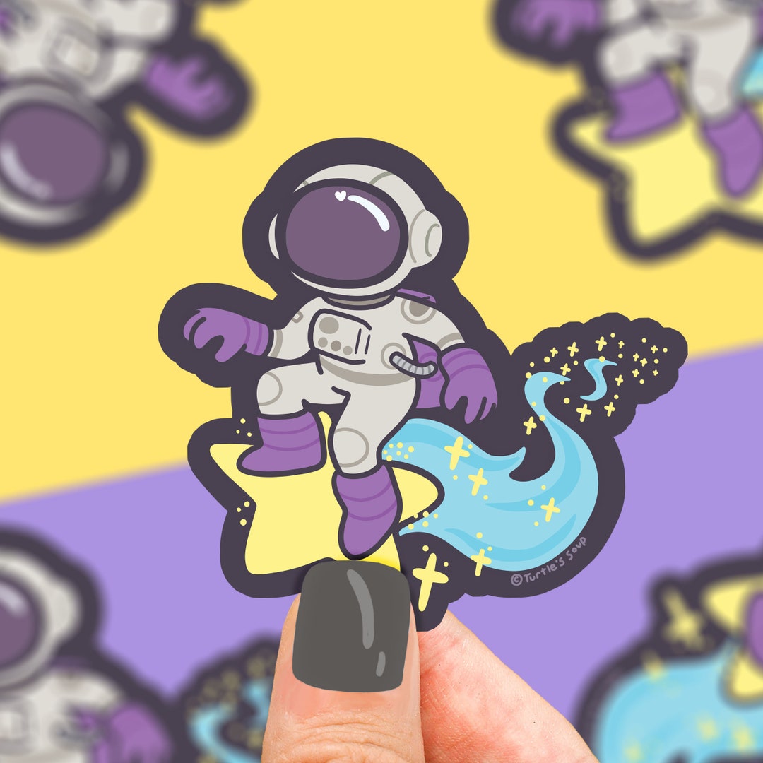 Surfing Spaceman Vinyl Sticker: Astronaut on Star Decal - Etsy