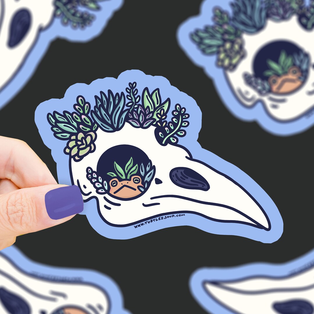 Raven Skull Succulent Garden Vinyl Sticker: Grumpy Toad Waterproof ...