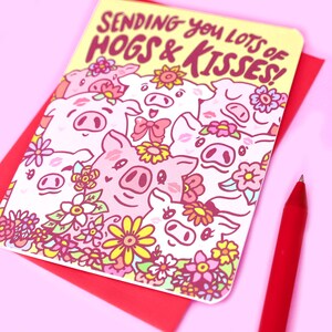 Sending Hogs and Kisses, Pig Valentine's Day Card, Cute Card, I Love ...