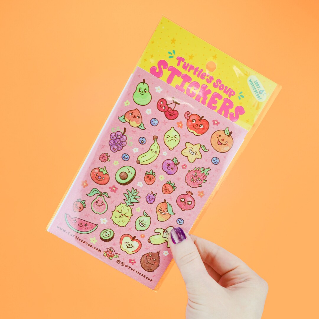 Cute Fruits Sticker Sheet, Cute Stickers, Food Sticker Art, Kawaii ...