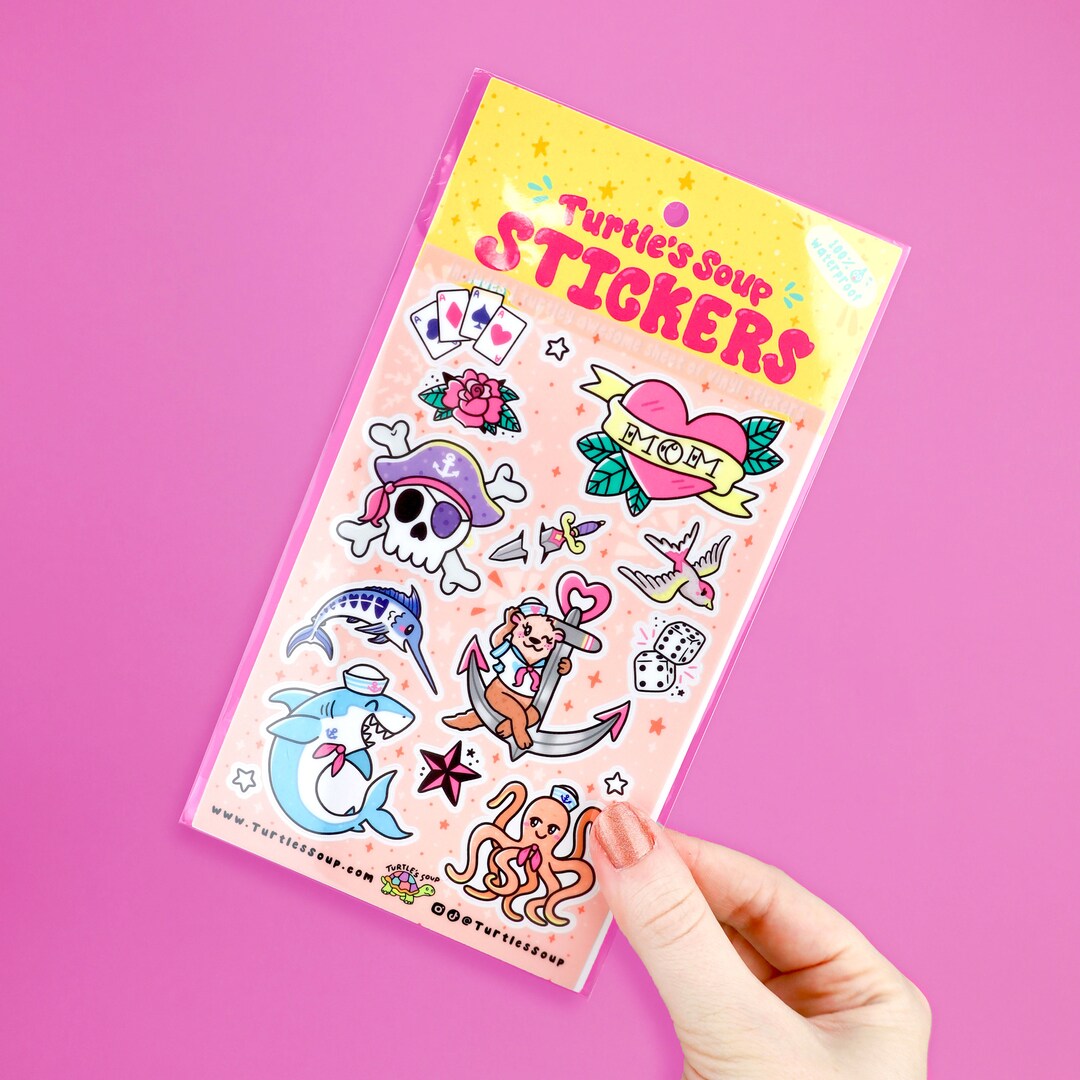 Classic Tattoos Sticker Sheet, Traditional Tattoos, Stickers for ...