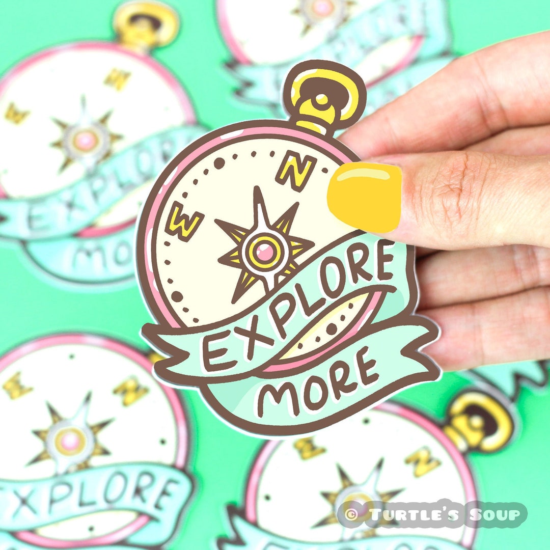 Outdoorsy Sticker, Explore More, Vinyl Stickers, Gift for Men, Compass ...
