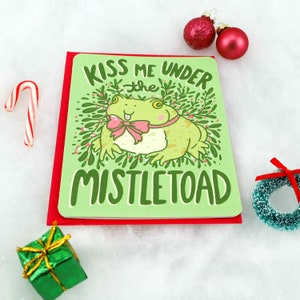 Funny Christmas Card, Mistletoad, Kiss Me Under the Mistletoe, Frog ...