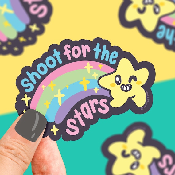 Shoot for the Stars Sticker Shooting Star Rainbow Sticker - Etsy