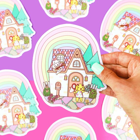 Large Dog House Vinyl Sticker Cute Animal Gamer Pastel | Etsy