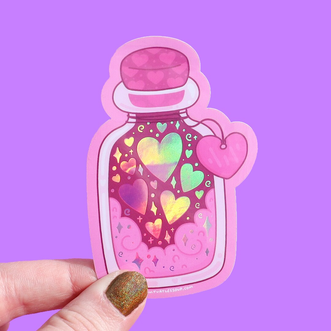 Holographic Heart Jar Vinyl Sticker: Love Potion Decal - Etsy