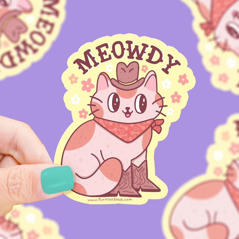 Meowdy Cowboy Cat Sticker: Western Waterproof Vinyl Decal - Etsy