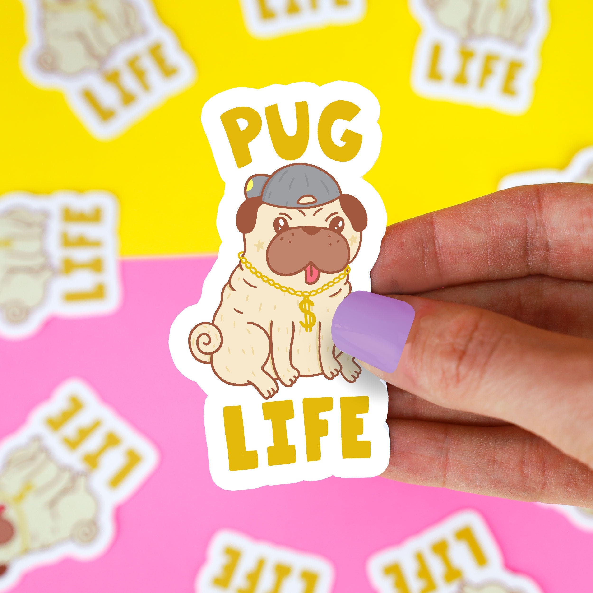 Funny Pug Sticker Dog Lover Gift Thug Cute Puppy Sticker - Etsy