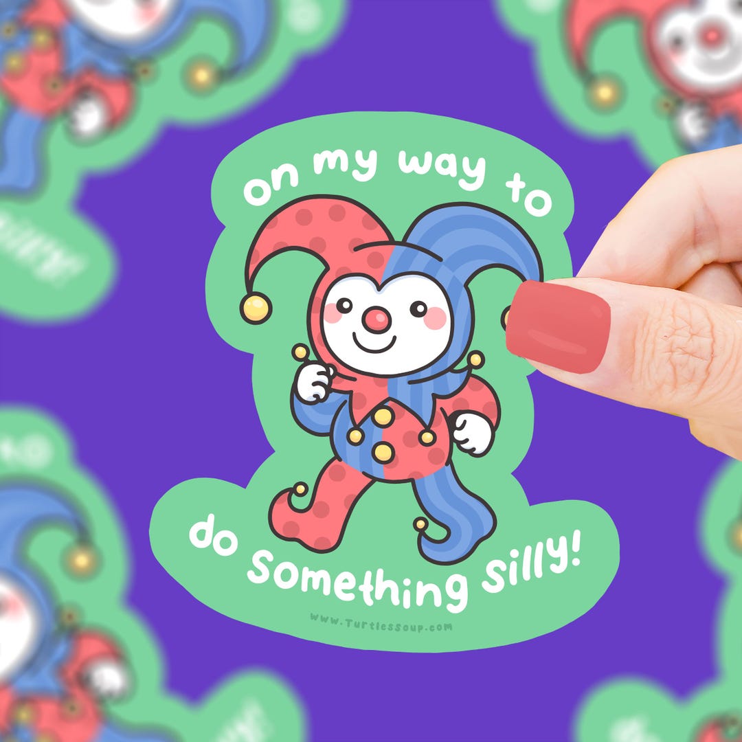 Silly Jester Vinyl Sticker: Waterproof Clown Decal - Etsy
