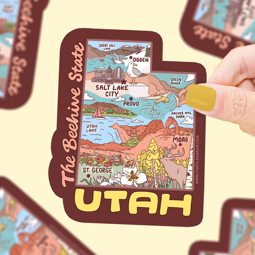Utah Waterproof Sticker, the Beehive State, National Parks, 50 States ...
