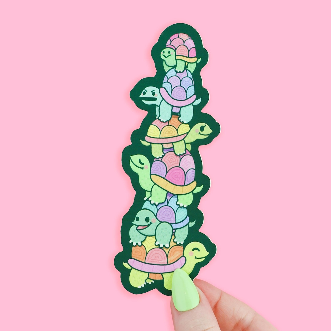 Turtle Tower Bookmark, Bookish Gift, Cute Turtles, Funny Bookmark ...