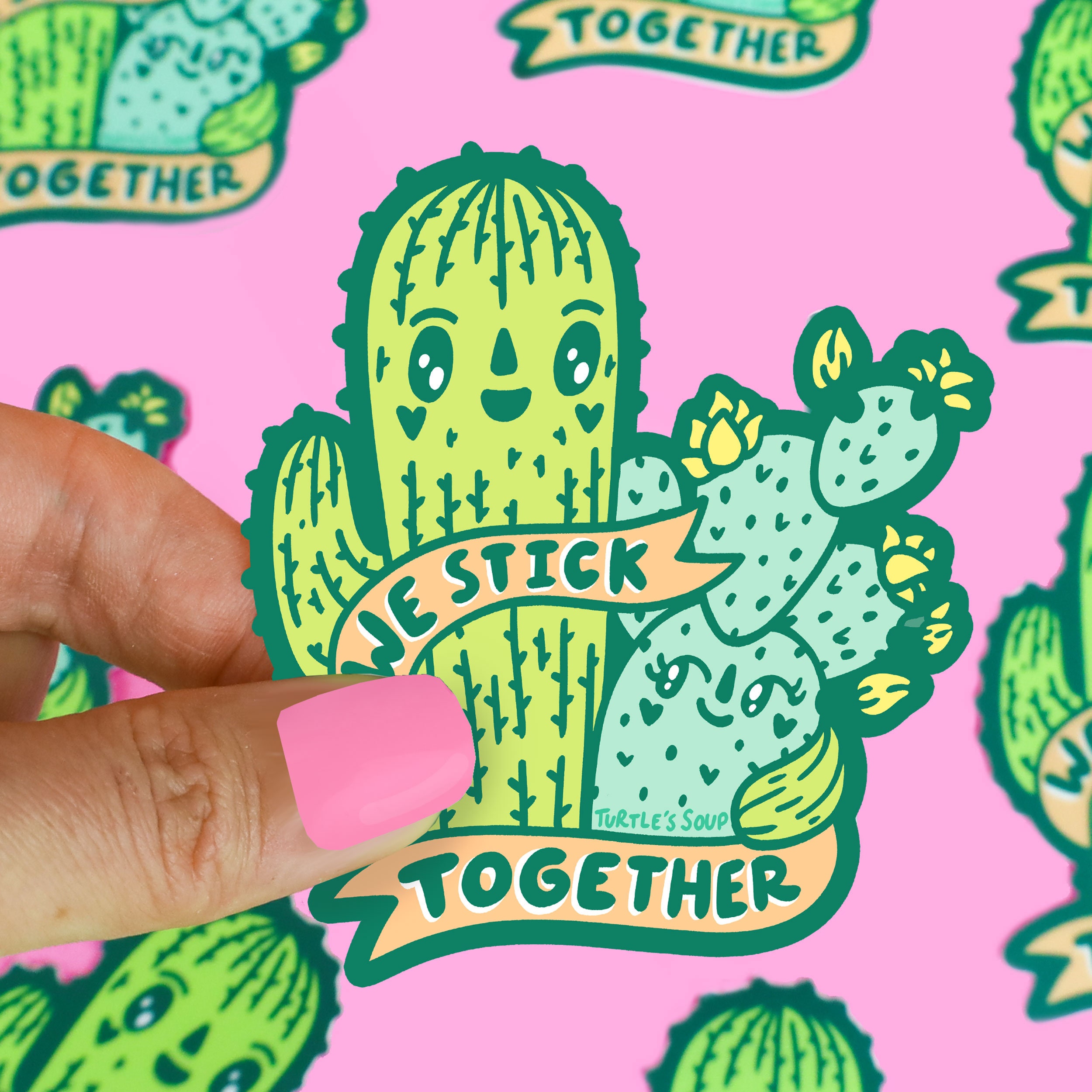 Cactus Stickers Stick Together Cactus Puns Vinyl Stickers - Etsy