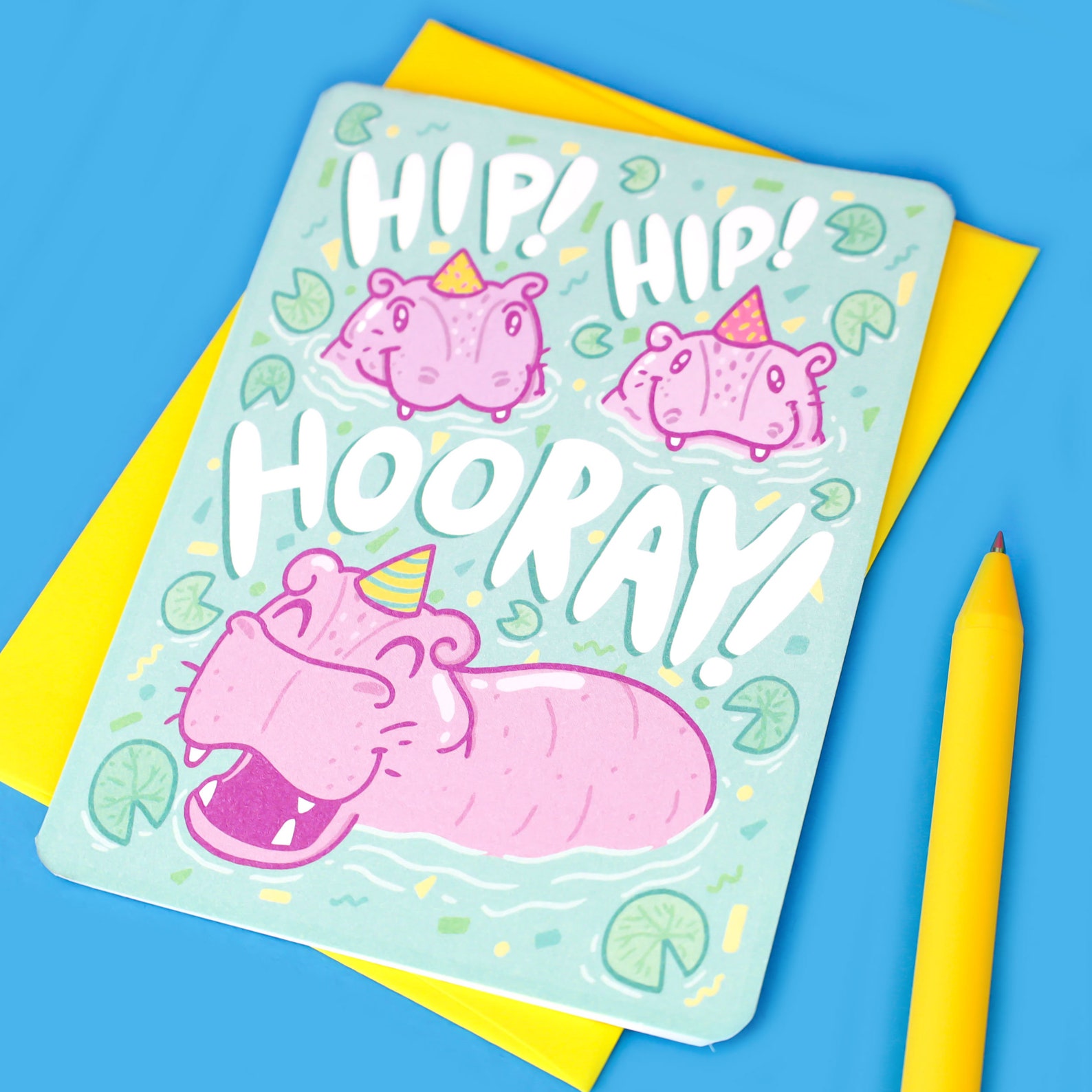 Hip Hip Hooray Funny Hippo Card Graduation Hippopotamus | Etsy