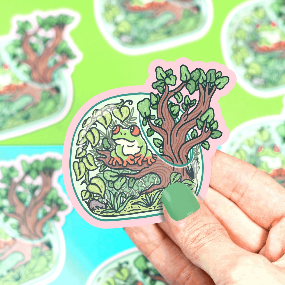 Tree Frog Terrarium Vinyl Sticker, Plant Sticker, Weatherproof Sticker ...