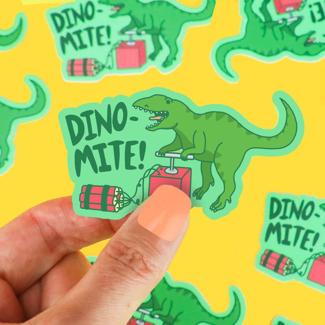 Dinosaur Stickers, Funny Vinyl Stickers, Animal Pun Stickers, Dino ...