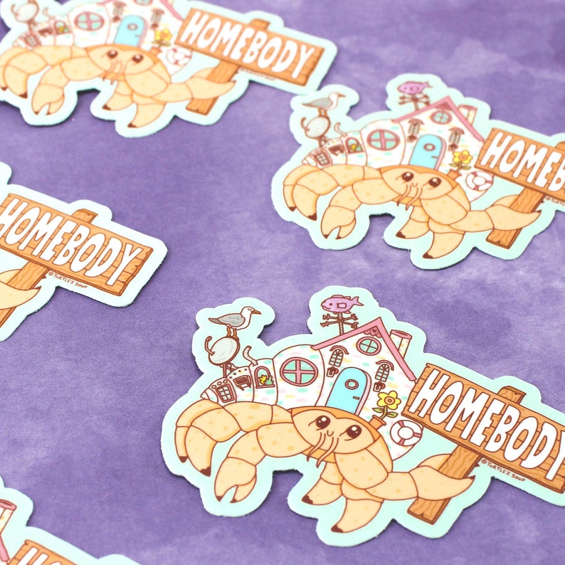 Introvert Homebody Hermit Crab Kawaii Cute Hermit Sticker | Etsy