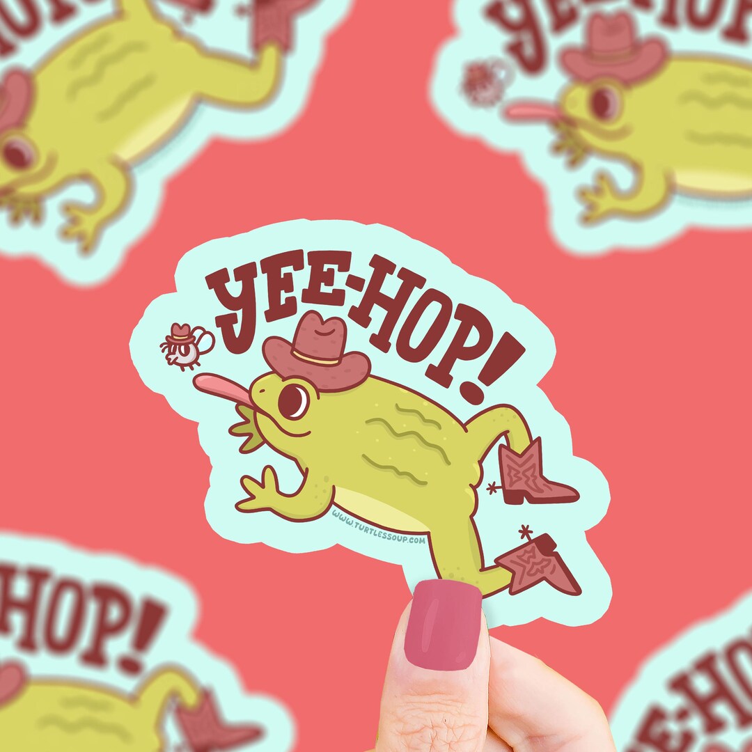 Yee Hop Rodeo Frog Sticker, Vinyl Sticker, Waterproof, Western, Frog ...