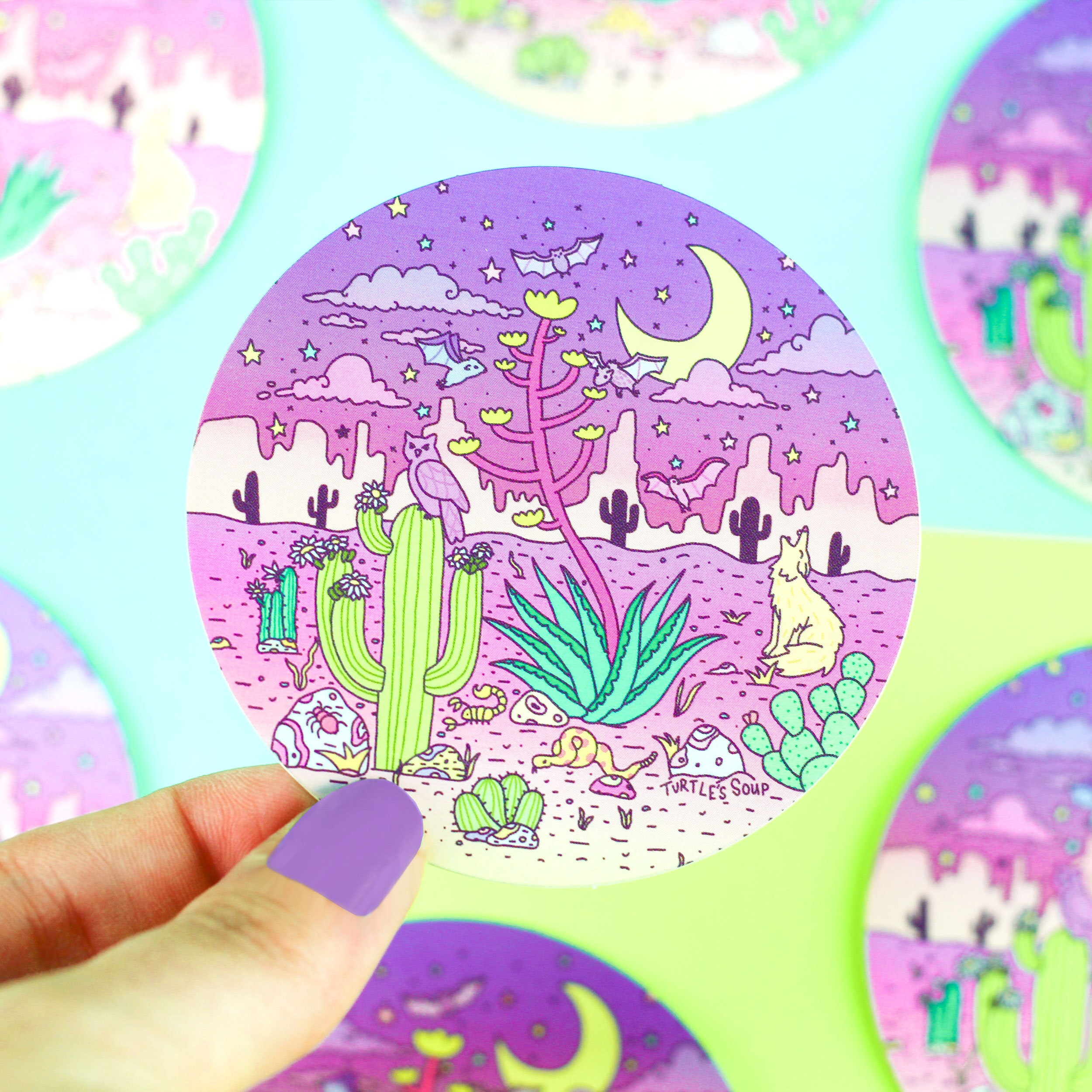 Dreamy Desertscape Desert Nightlife Holographic Sticker | Etsy