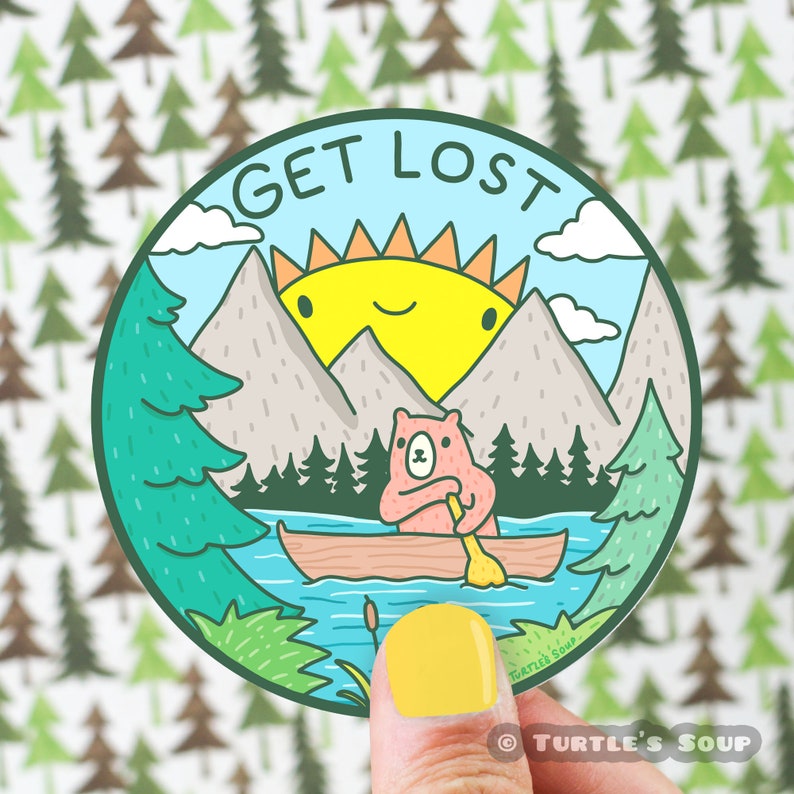 Get Lost Sticker Funny Vinyl Stickers Outdoorsy Decals | Etsy