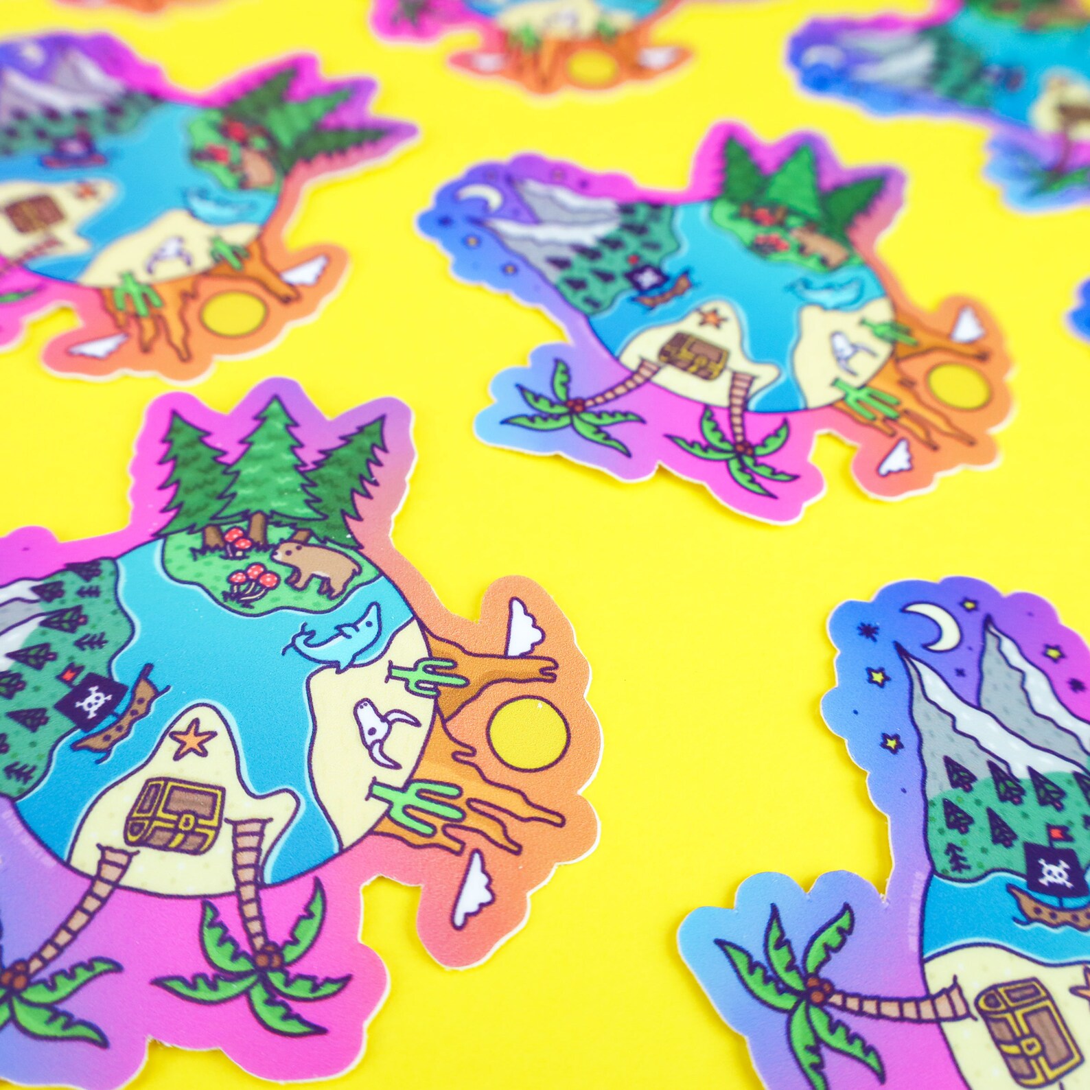 Planet Sticker Colorful Sticker Biome Earth Diversity - Etsy