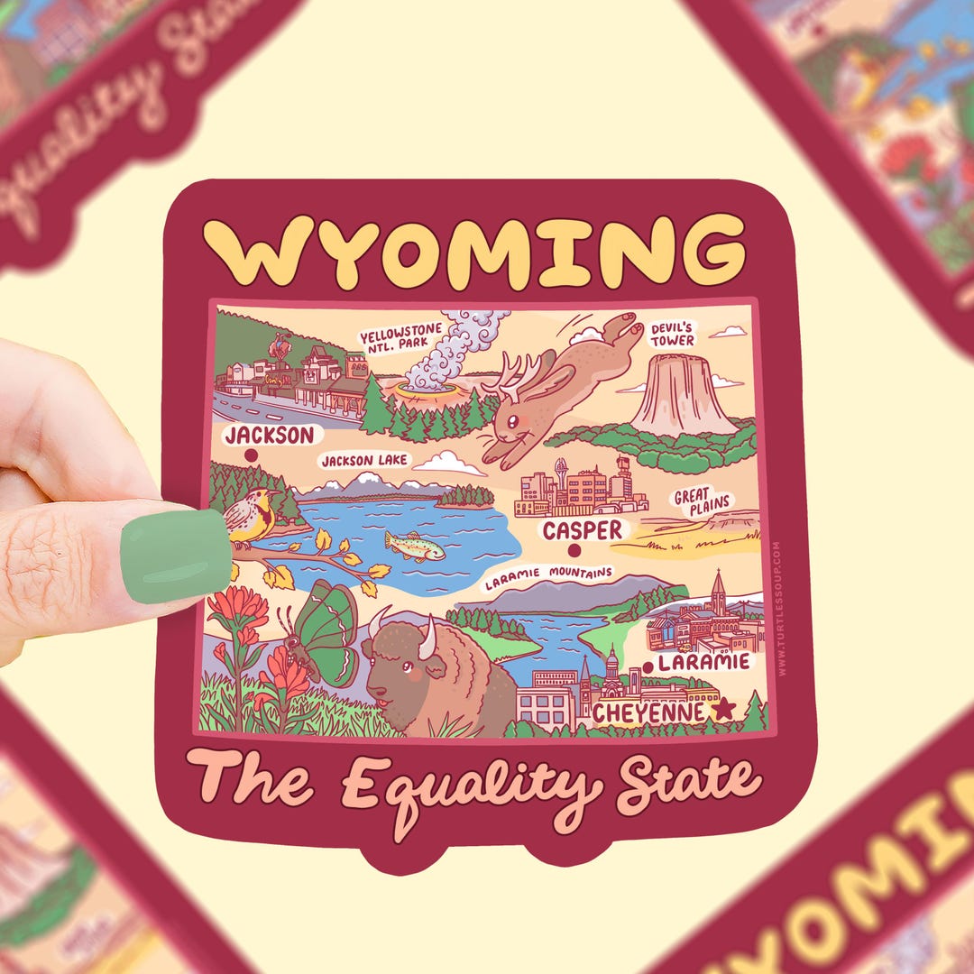 Wyoming Travel Sticker: Yellowstone, Jackson Lake, Equality State - Etsy