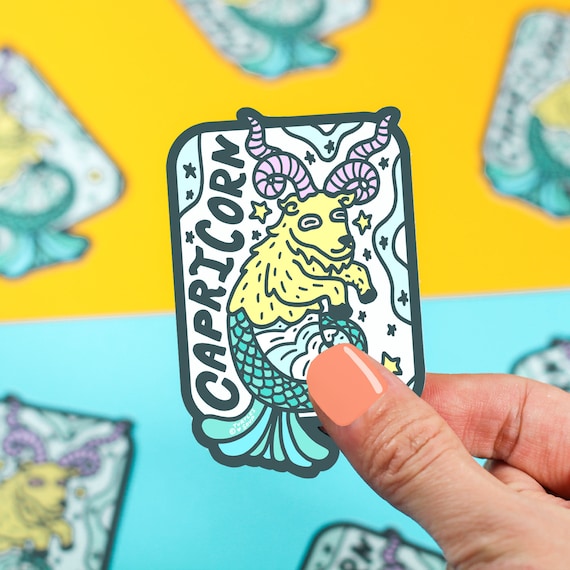 Capricorn Vinyl Sticker Cute Sticker Waterproof Laptop - Etsy