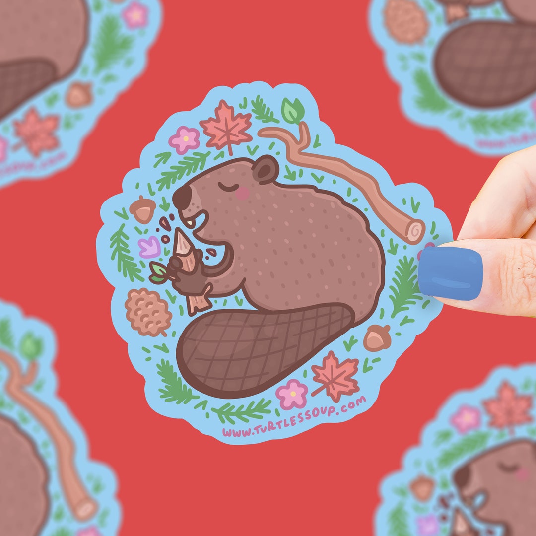 Beaver Sticker, Beaver Sticker Art, Waterproof Vinyl Decal, Forest ...