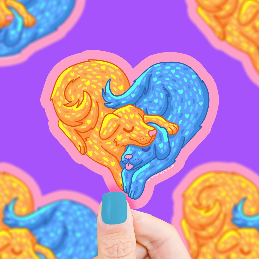 Puppy Love Sticker, Heart Shaped Dogs, Valentine's Day Dog Sticker ...