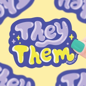 They, Them, Vinyl Sticker, Pronouns, Gender, Identity, Art, Typography ...