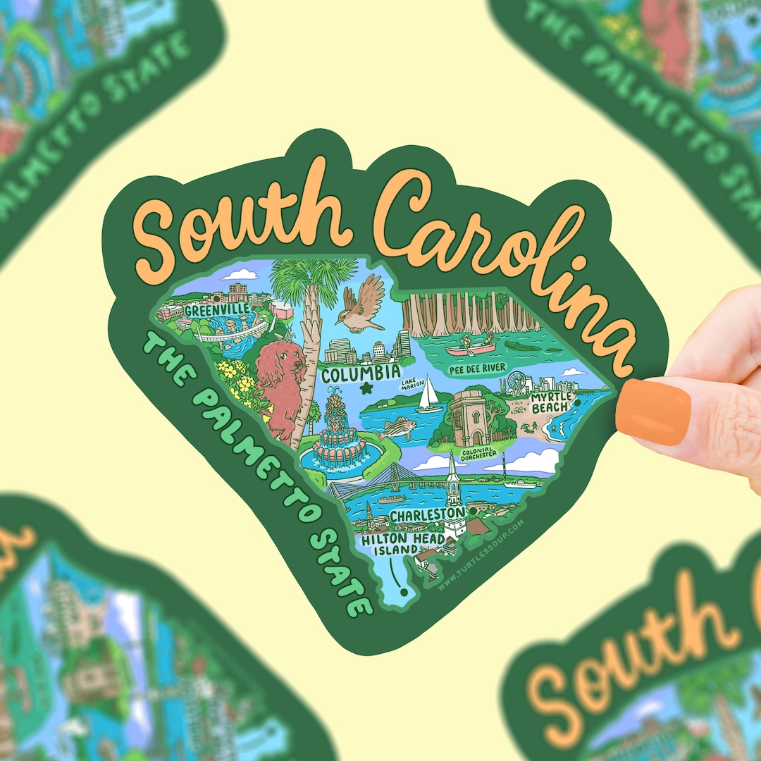 South Carolina Travel Sticker: Palmetto State Vinyl Decal - Etsy