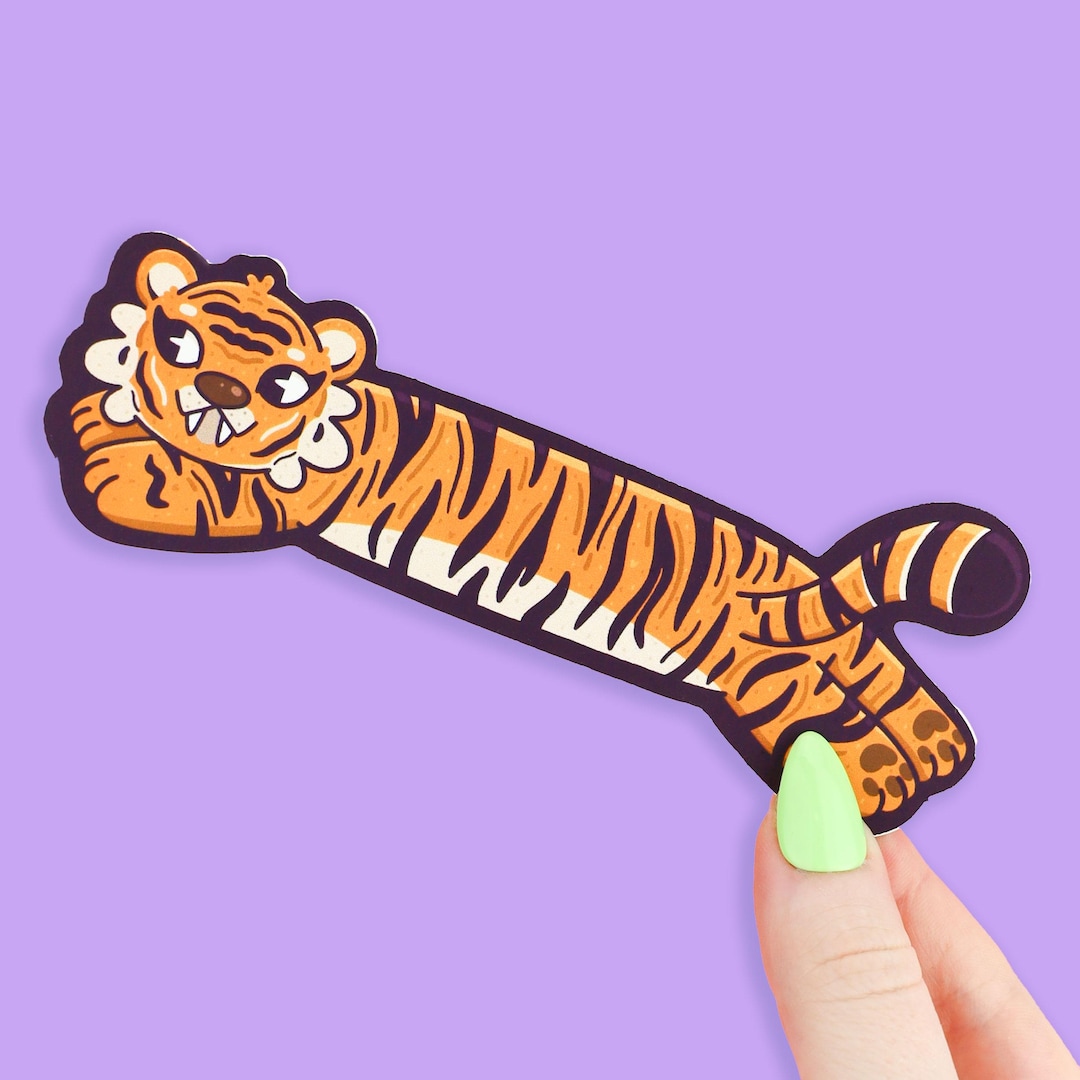 Long Tiger Bookmark, Bookish Gift, Cute Animals, Kawaii Tiger, Funny ...