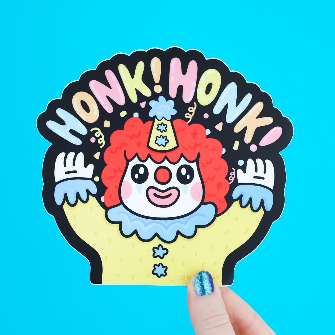 Honk Honk Funny Clown Peek a Boo Weatherproof Vinyl Sticker for Car ...