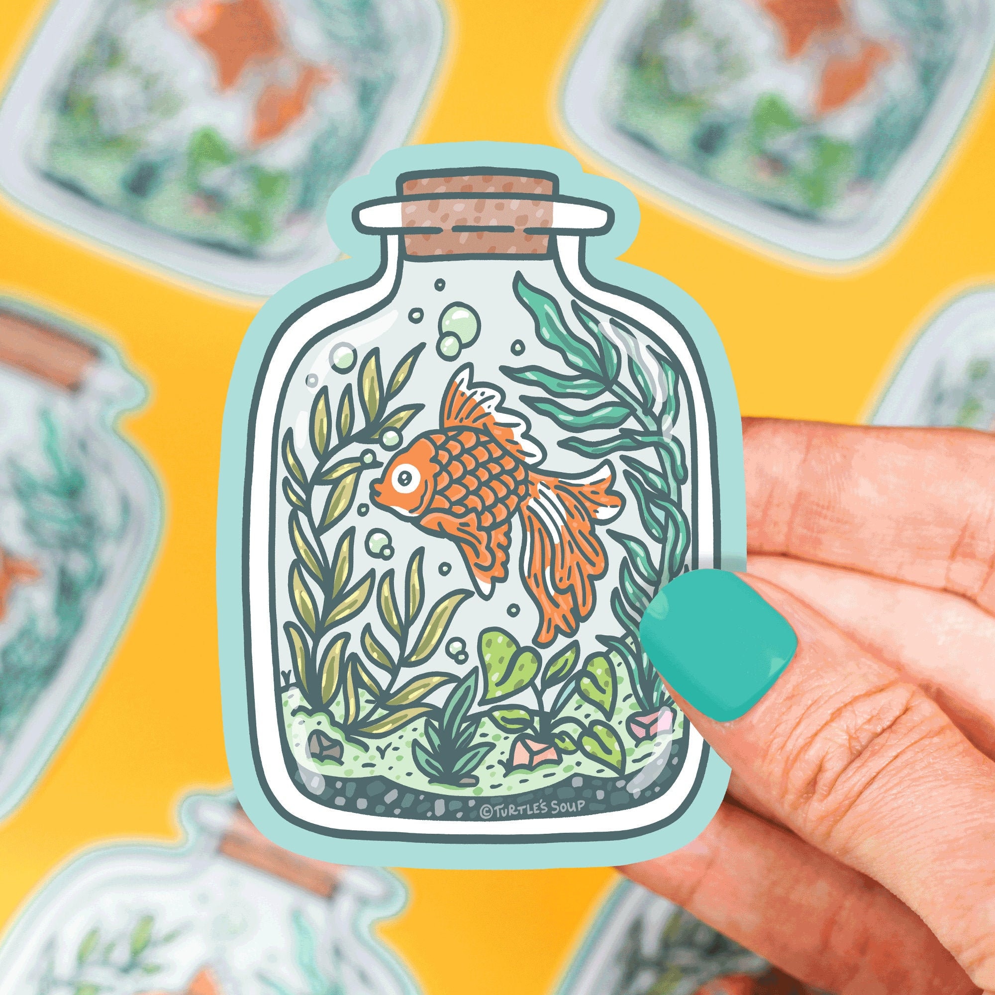 Goldfish Terrarium Vinyl Sticker Aquatic Sticker Fishbowl - Etsy