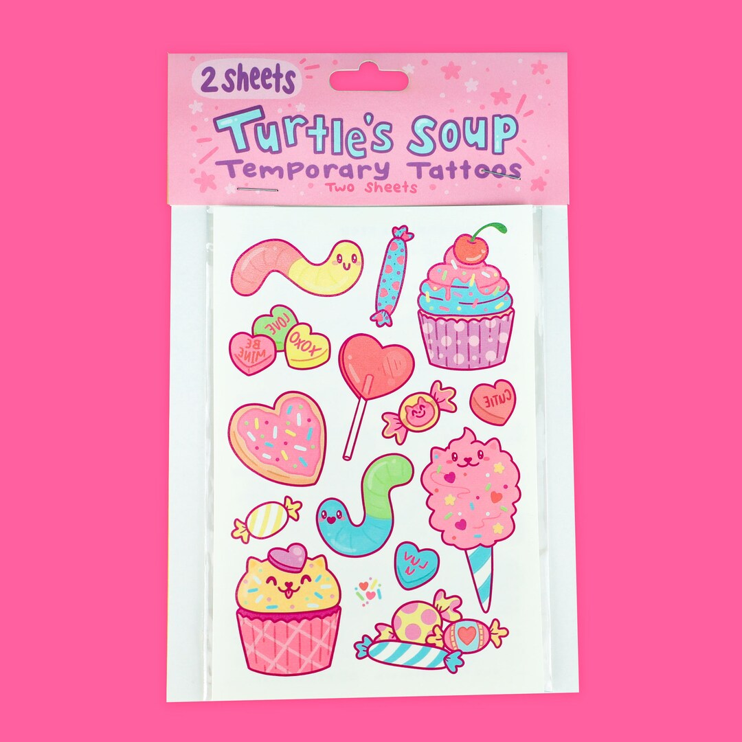Sweet Stuff Candy Temporary Tattoos by Turtles Soup Includes 2 Sheets ...