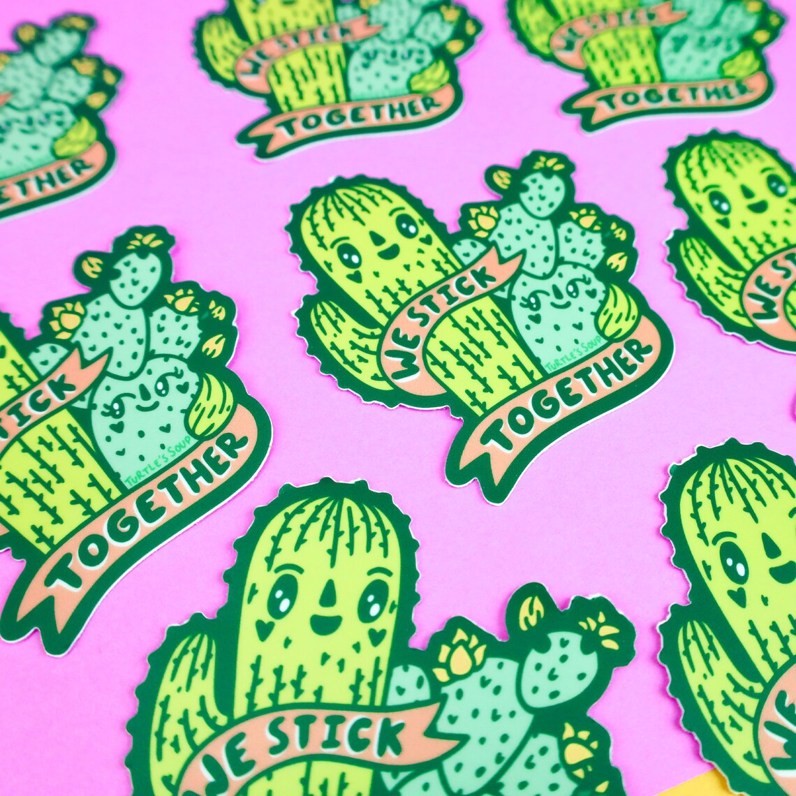 Cactus Stickers Stick Together Cactus Puns Vinyl Stickers - Etsy