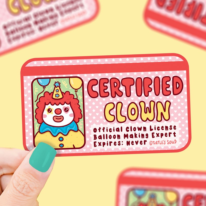 Clown License Sticker - Etsy