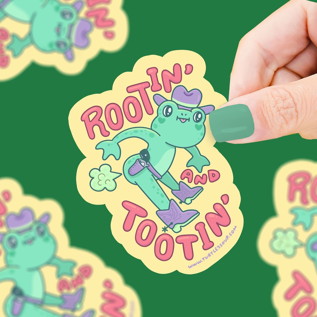 Rootin and Tootin Fartin Frog Sticker, Vinyl Sticker, Waterproof, Cute ...