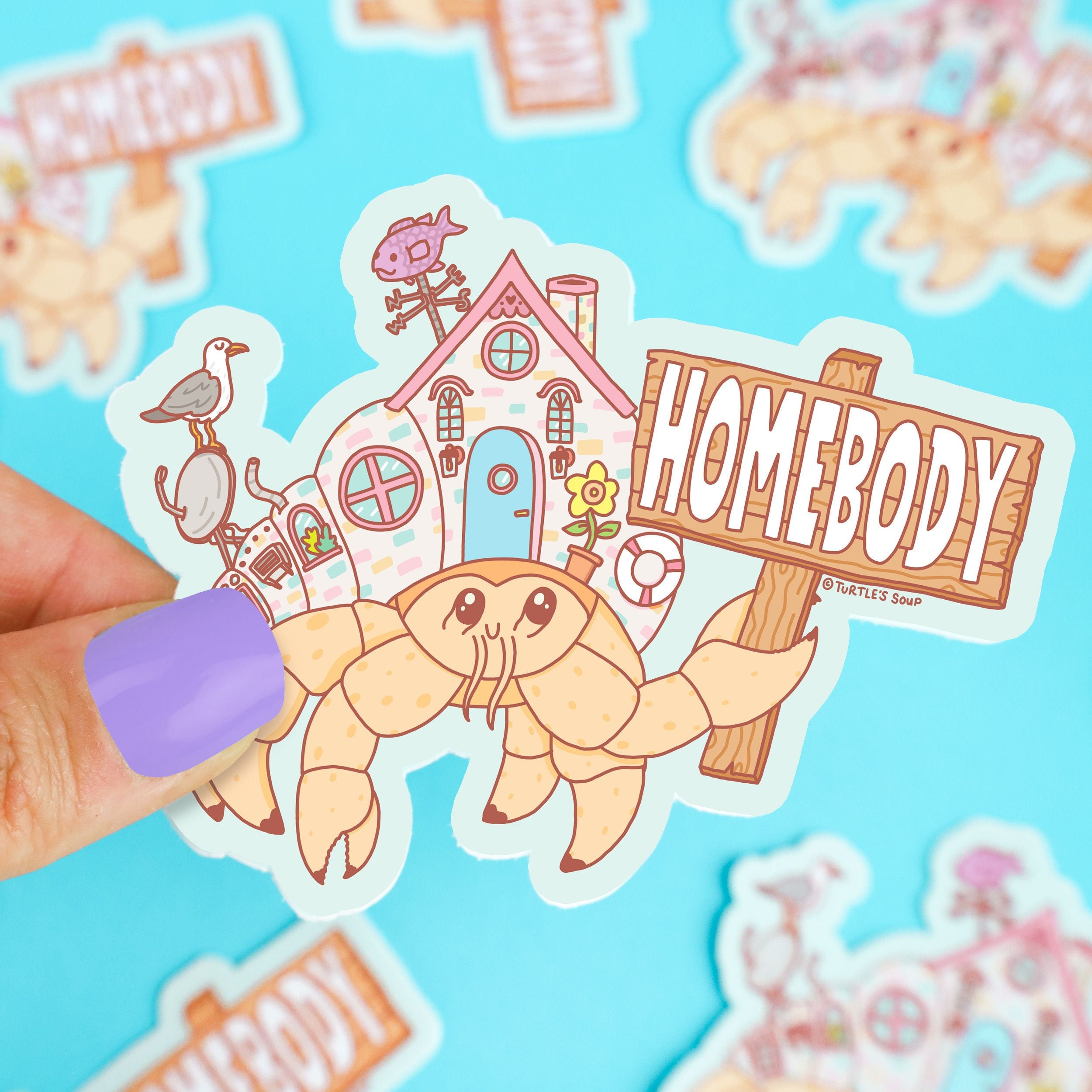 Introvert Homebody Hermit Crab Kawaii Cute Hermit Sticker | Etsy