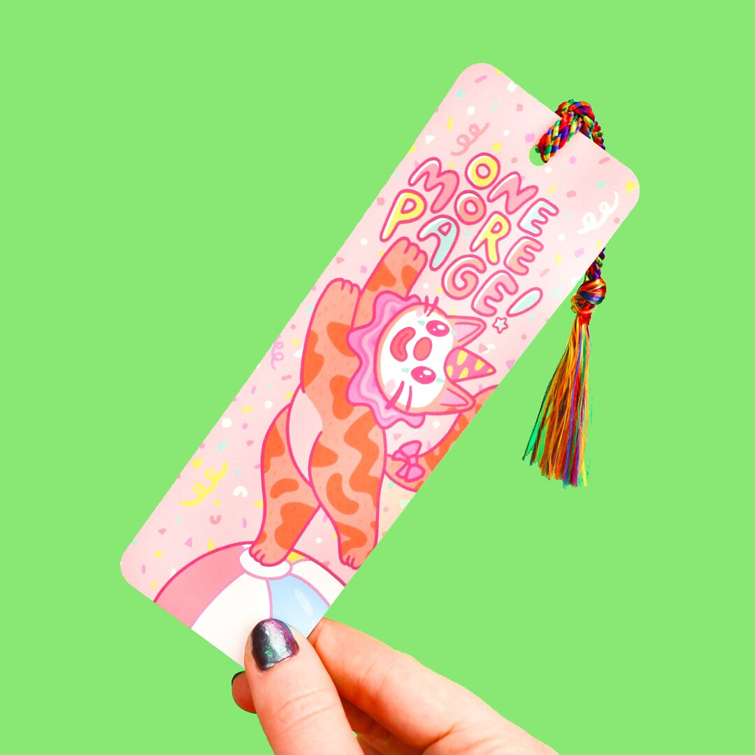 One More Page, Clown Cat Circus Bookmark, Pastel Colorful Circus ...