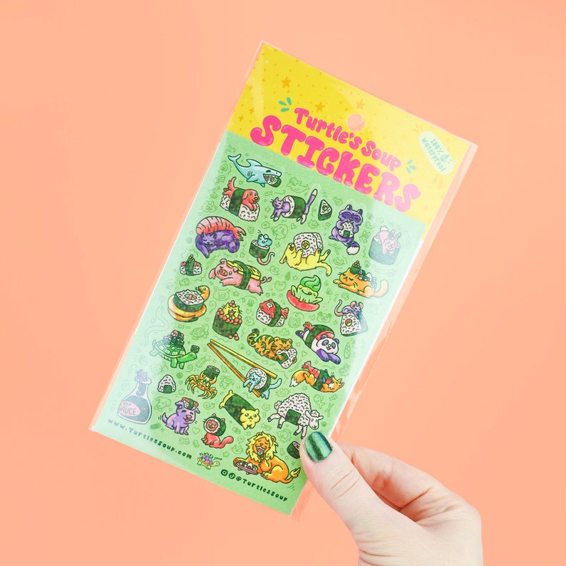 Sushi Animals Glitter Sticker Sheet: Kawaii Japanese Food Stickers - Etsy