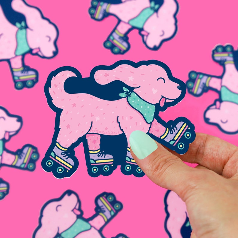 Roller Skating Puppy Sticker Cute Dog Decal Roller Skates - Etsy