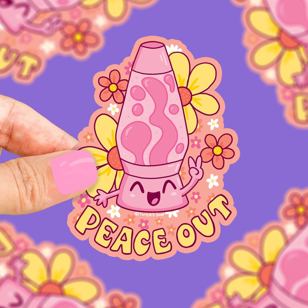 Peace Out Sticker, Lava Lamp Sticker, Flower Power Decal, 70s Aesthetic ...