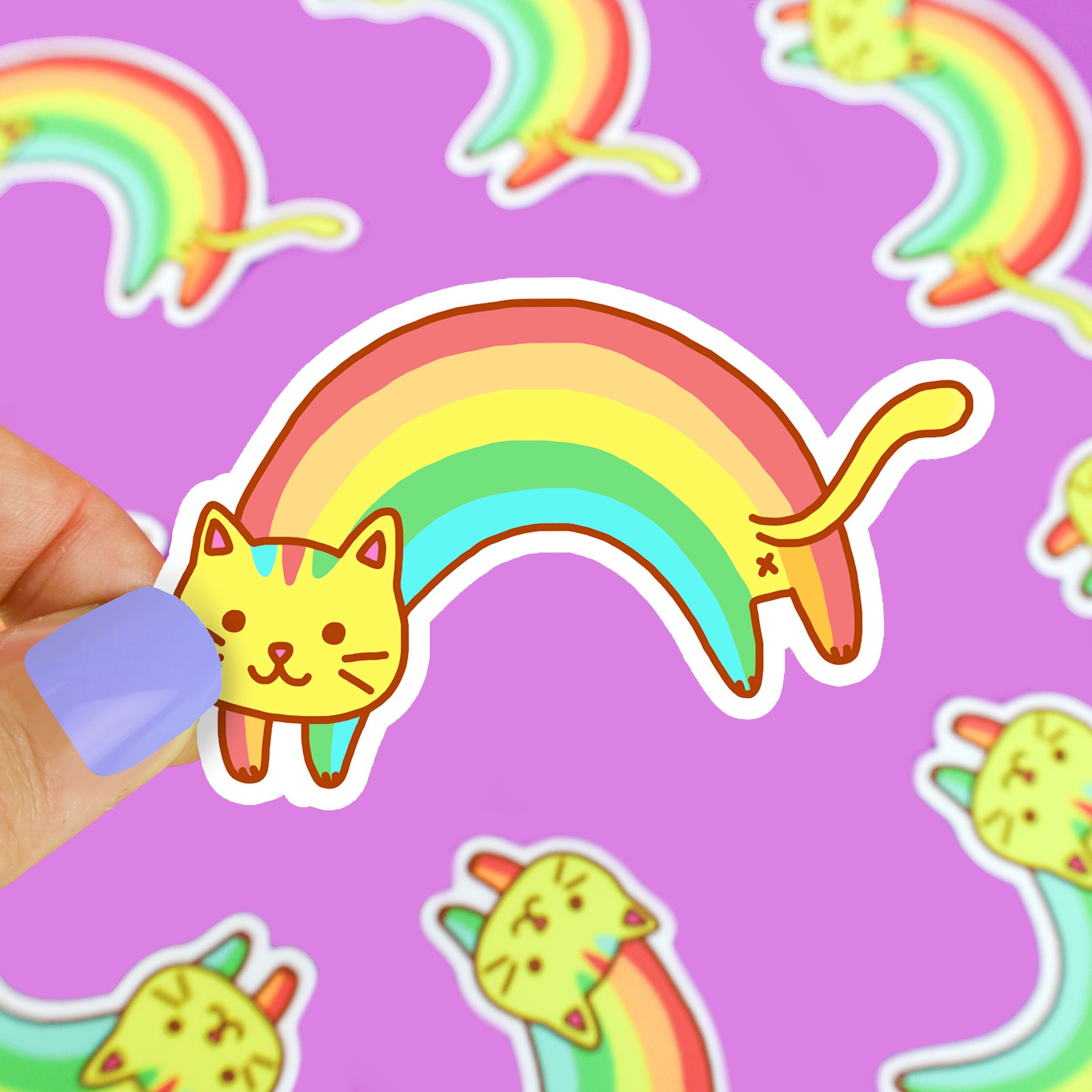 Rainbow Cat Cute Stickers Bullet Journal Weather Cats | Etsy