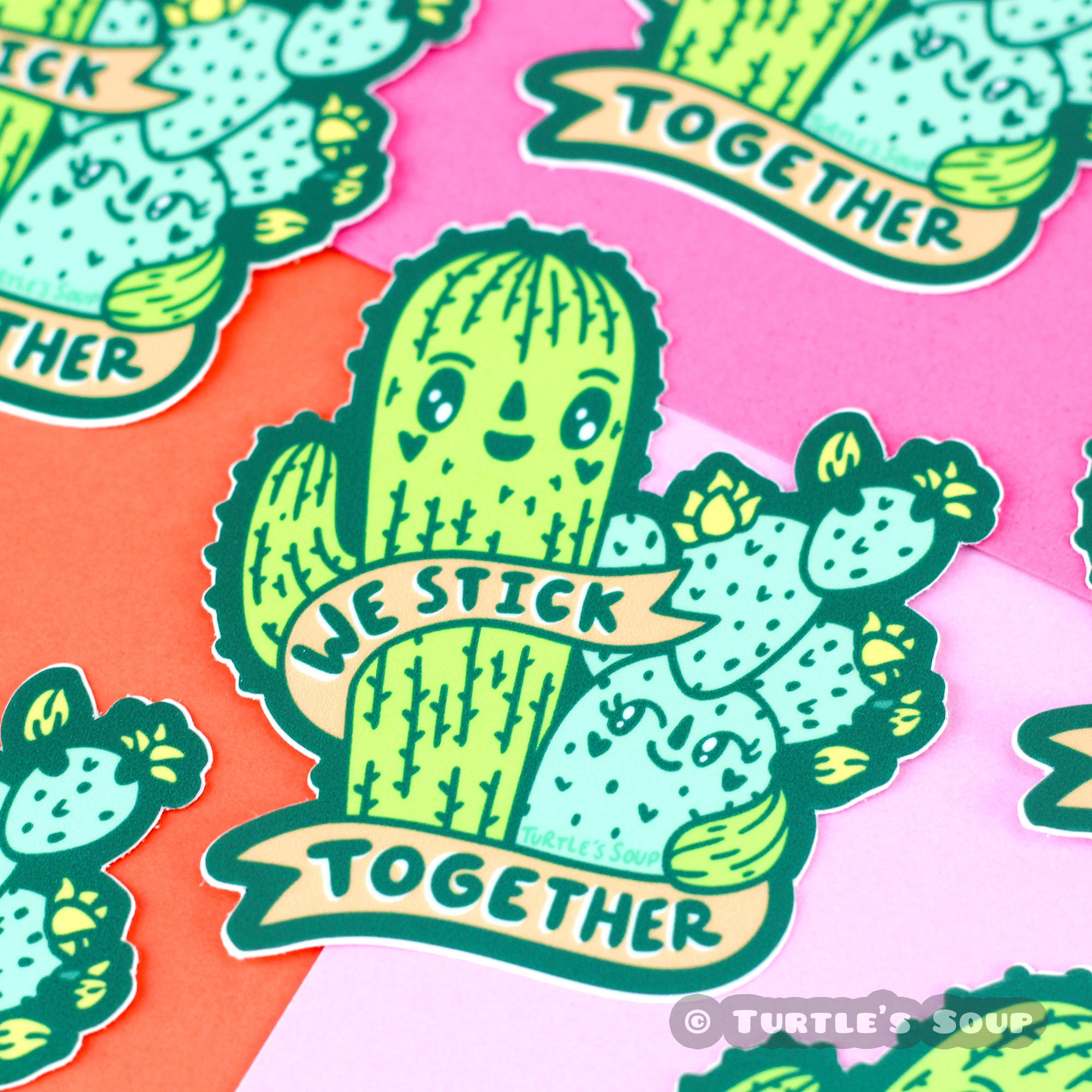 Cactus Stickers Stick Together Cactus Puns Vinyl Stickers | Etsy