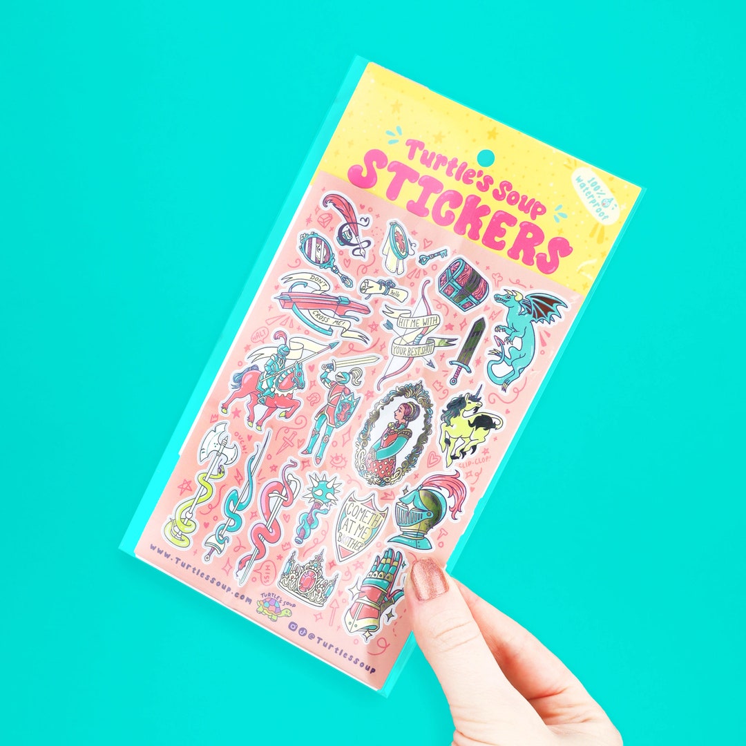 Renaissance Magical and Mythical Sticker Sheet, Dragons and Princess ...