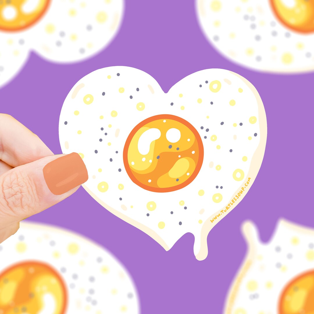 Fried Egg Heart Funny Food Vinyl Sticker - Etsy
