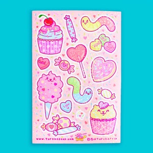 Sweet Treats Sticker Sheet, Kawaii Candy, Candy Stickers, Dessert ...